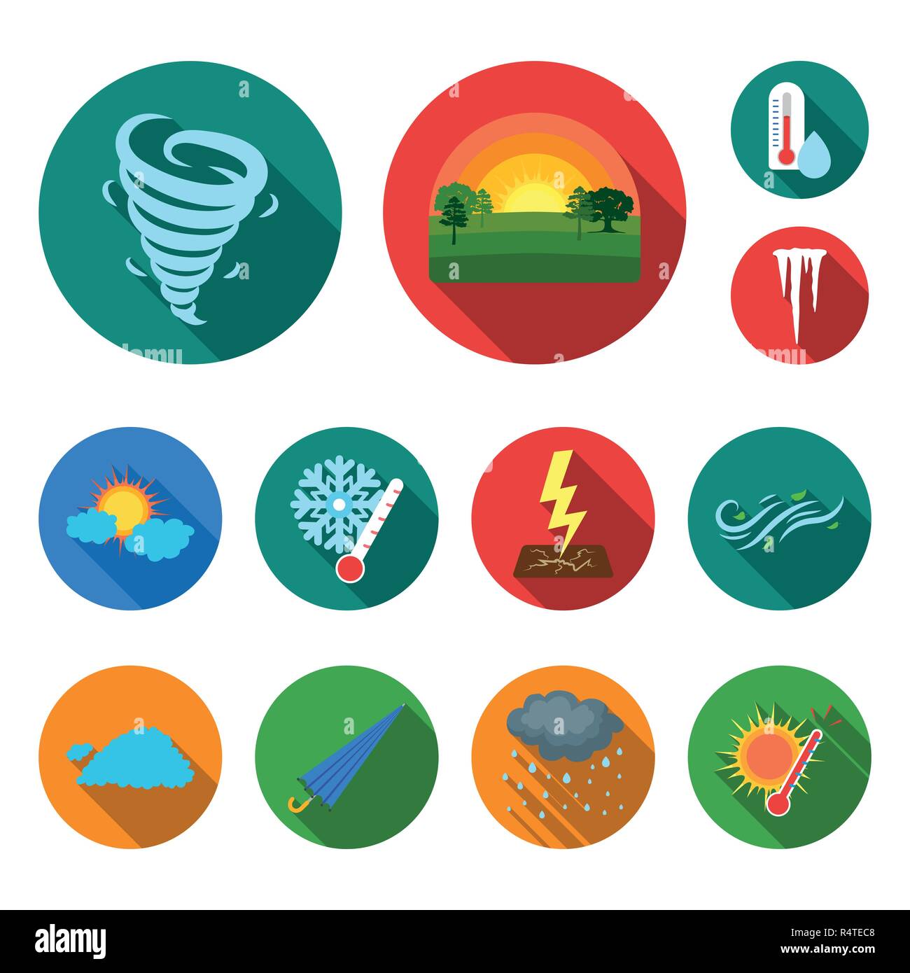 Different weather flat icons in set collection for design.Signs and ...