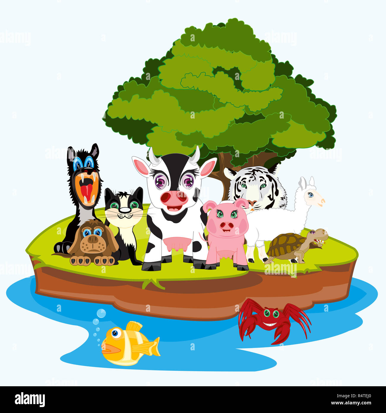 Much animals on island Stock Photo - Alamy