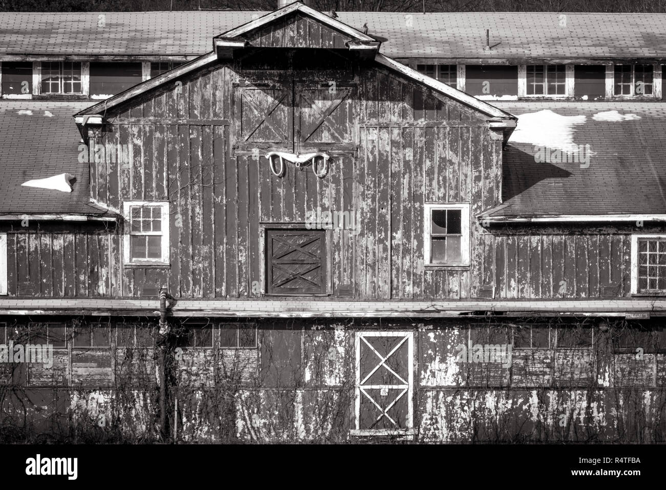 Red barn restoration at Lusscroft Farm at High Point State Park, NJ, on ...