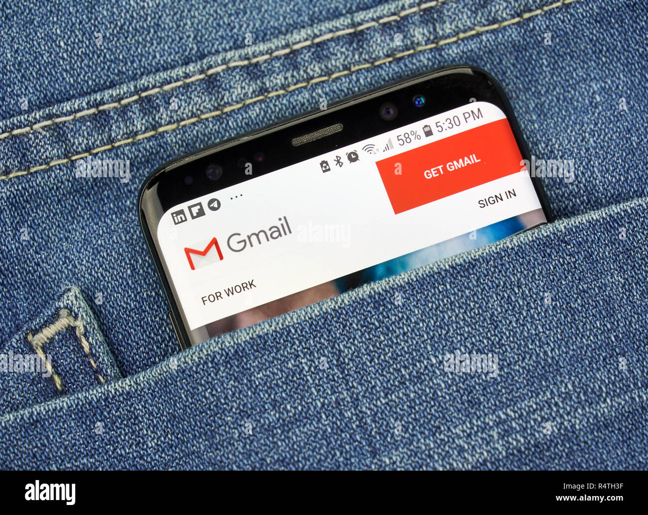 MONTREAL, CANADA - OCTOBER 4, 2018: Google Gmail app on s8 screen ...