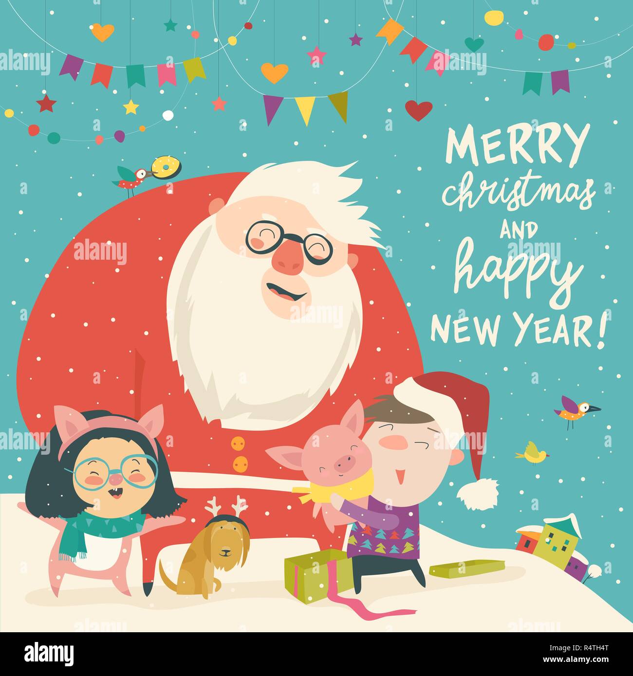 Cute pig in christmas Stock Vector Images - Alamy