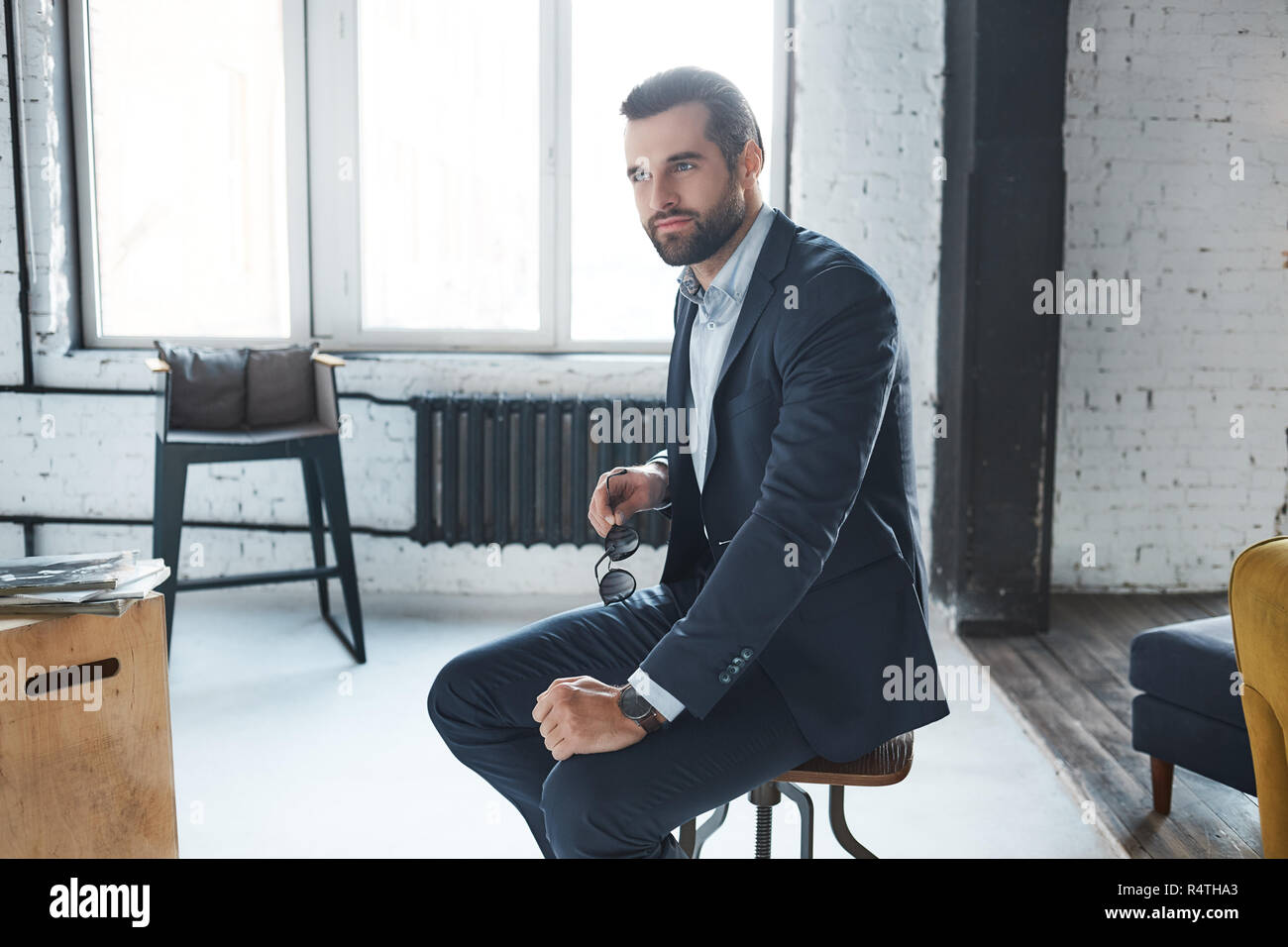 Bearded man with a very interesting look Stock Photo - Alamy