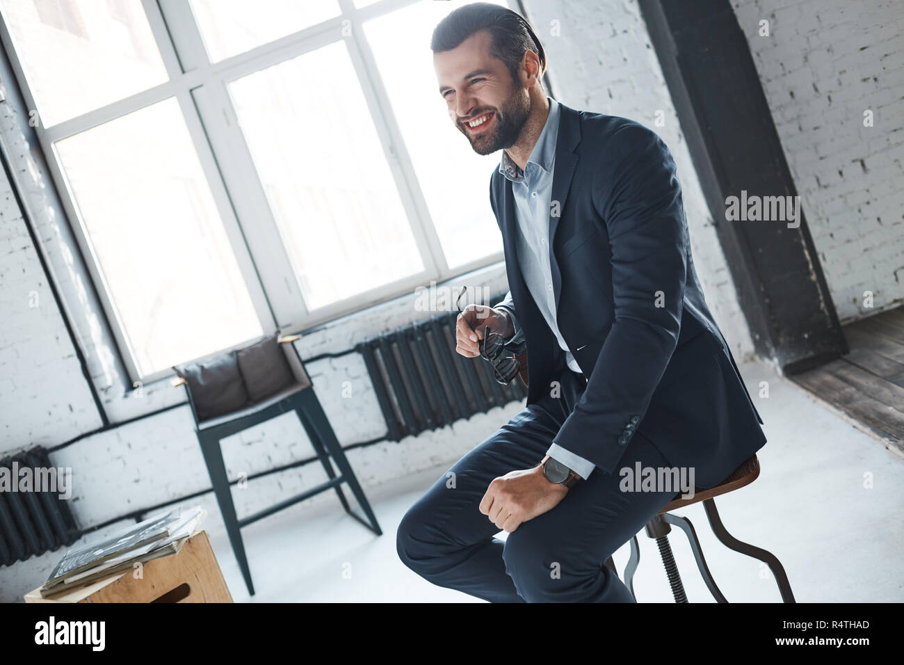 Bearded man with a very interesting look Stock Photo - Alamy