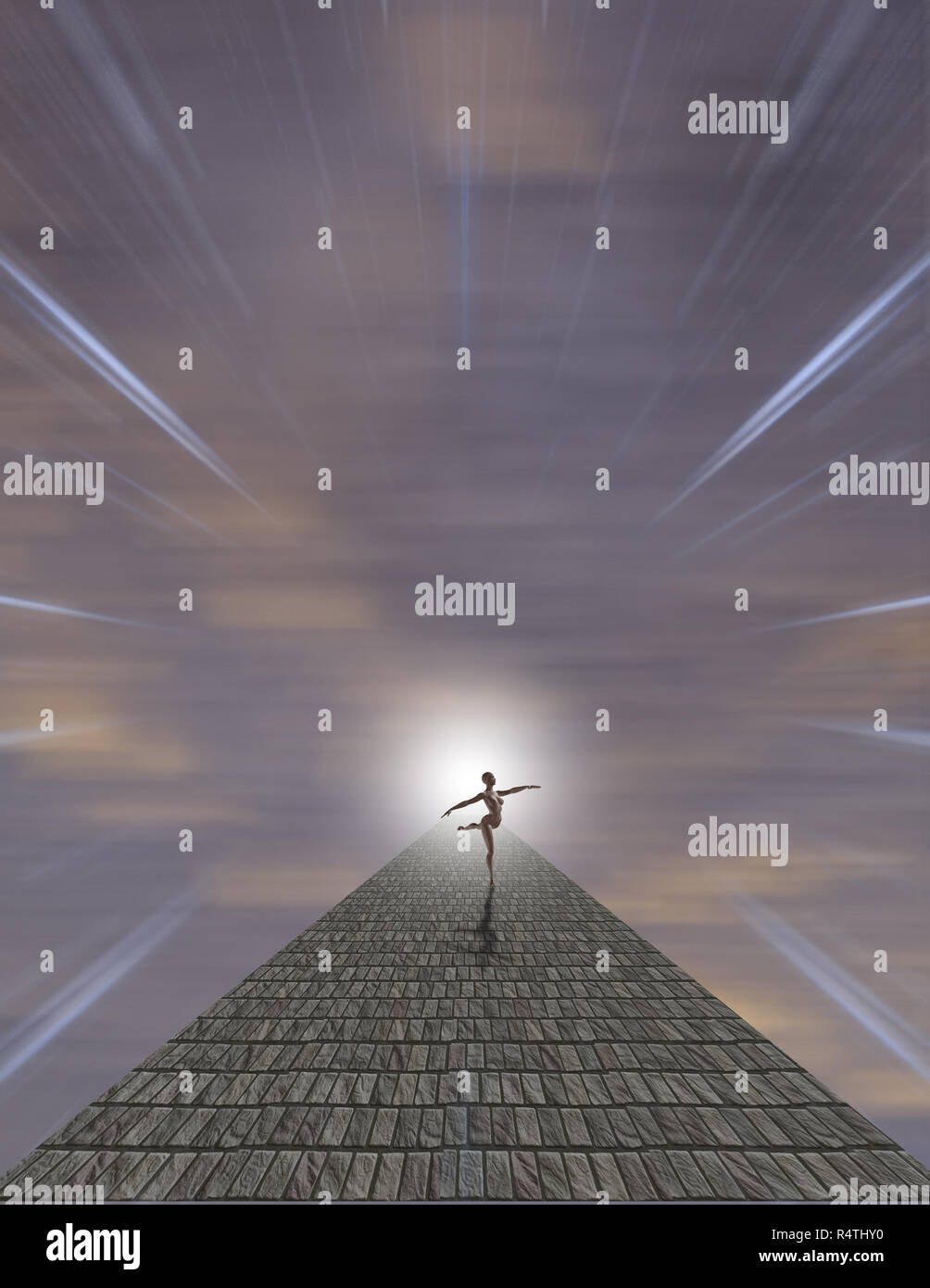 Fantasy Dancer. Ballerina on a stone road Stock Photo - Alamy