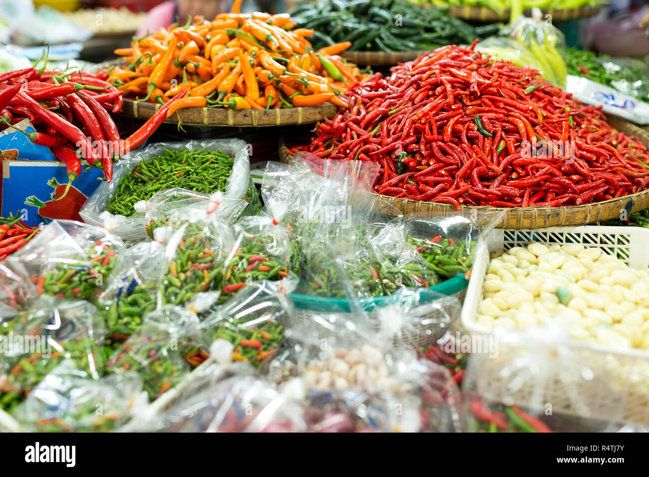 Condiment selling in wet market Stock Photo - Alamy