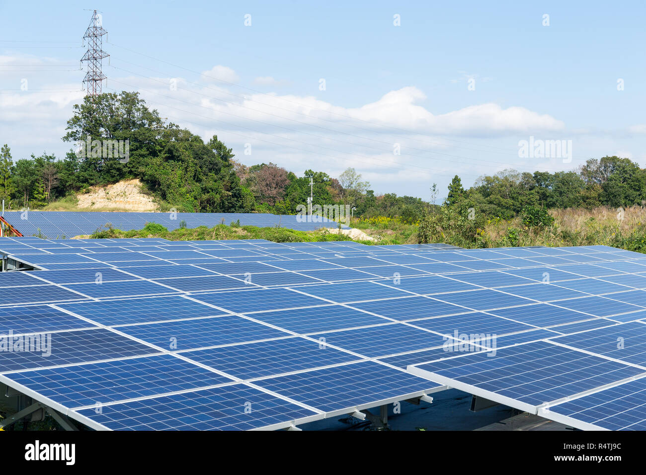 Solar panel plant Stock Photo - Alamy