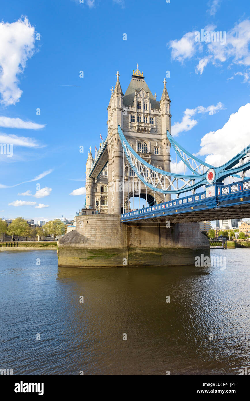 View of Tower Bridge, bascule and suspension bridge in London, UK Stock ...