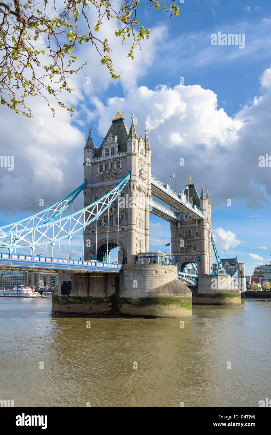 View of Tower Bridge, bascule and suspension bridge in London, UK Stock ...