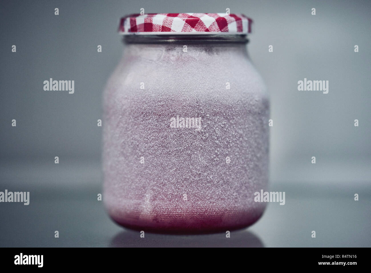 Frost on a glass jar Stock Photo - Alamy