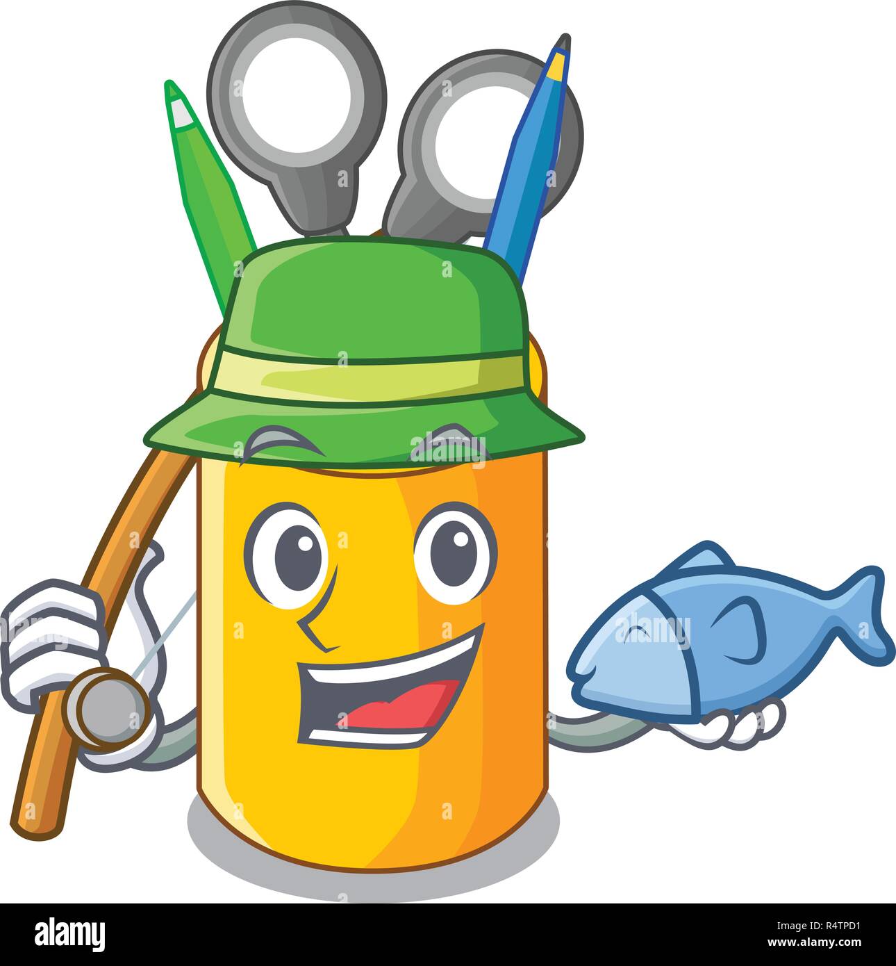 Fishing desktop organizer shape on cartoon funny Stock Vector Image ...