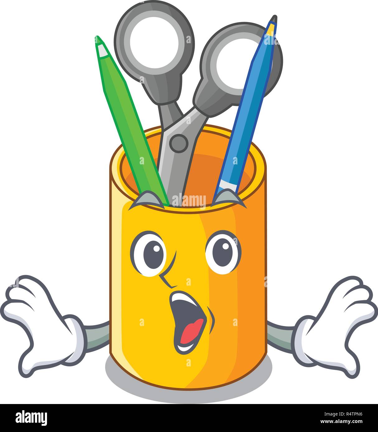 Surprised desktop organizer shape on cartoon funny Stock Vector Image ...