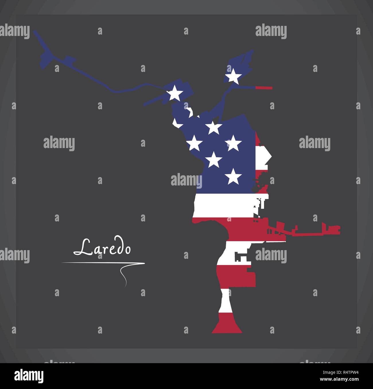 Laredo Texas City map with American national flag illustration Stock ...