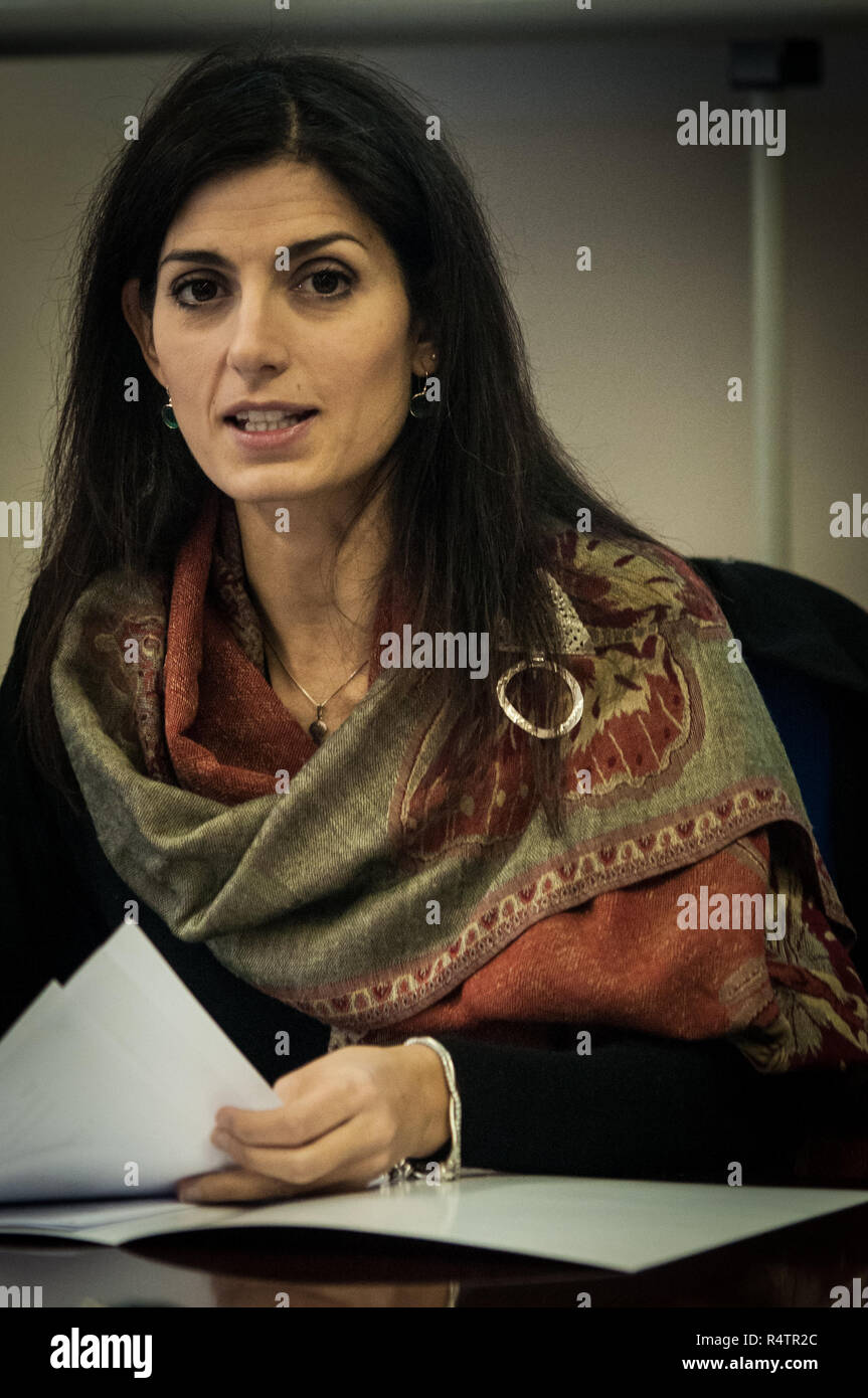 Mayor of Rome Virginia Raggi during the Press Conference " #SbloccaRoma ...