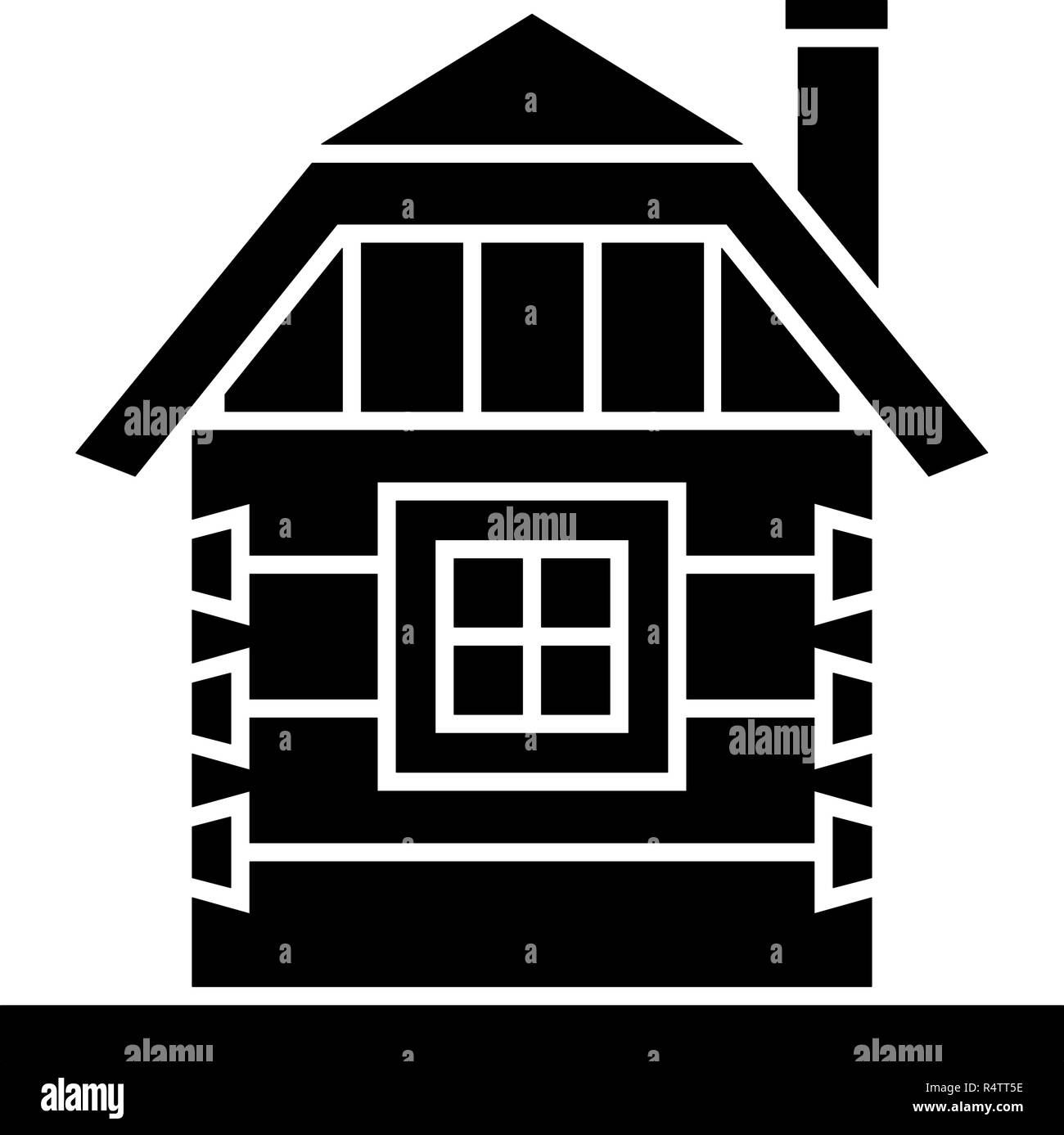 Village house of hewn logs . Angle connections with square logs. Vector ...