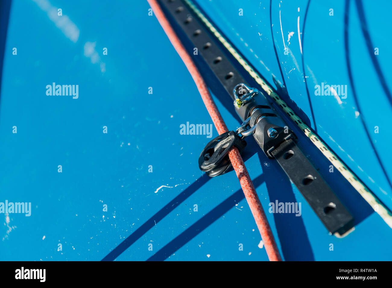 Sailing yacht rigging equipment: Jib Genoa block closeup Stock Photo ...