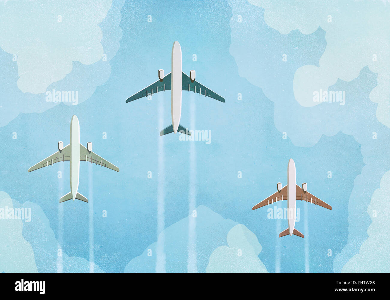 Low angle view of three airplanes flying in the sky Stock Photo - Alamy