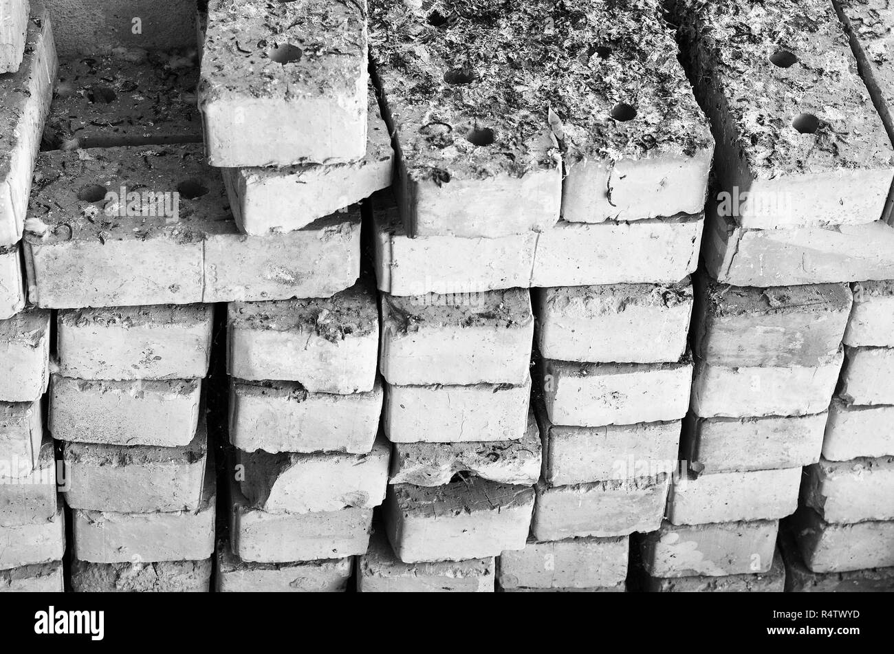 Pile of old bricks Black and White Stock Photos & Images - Alamy