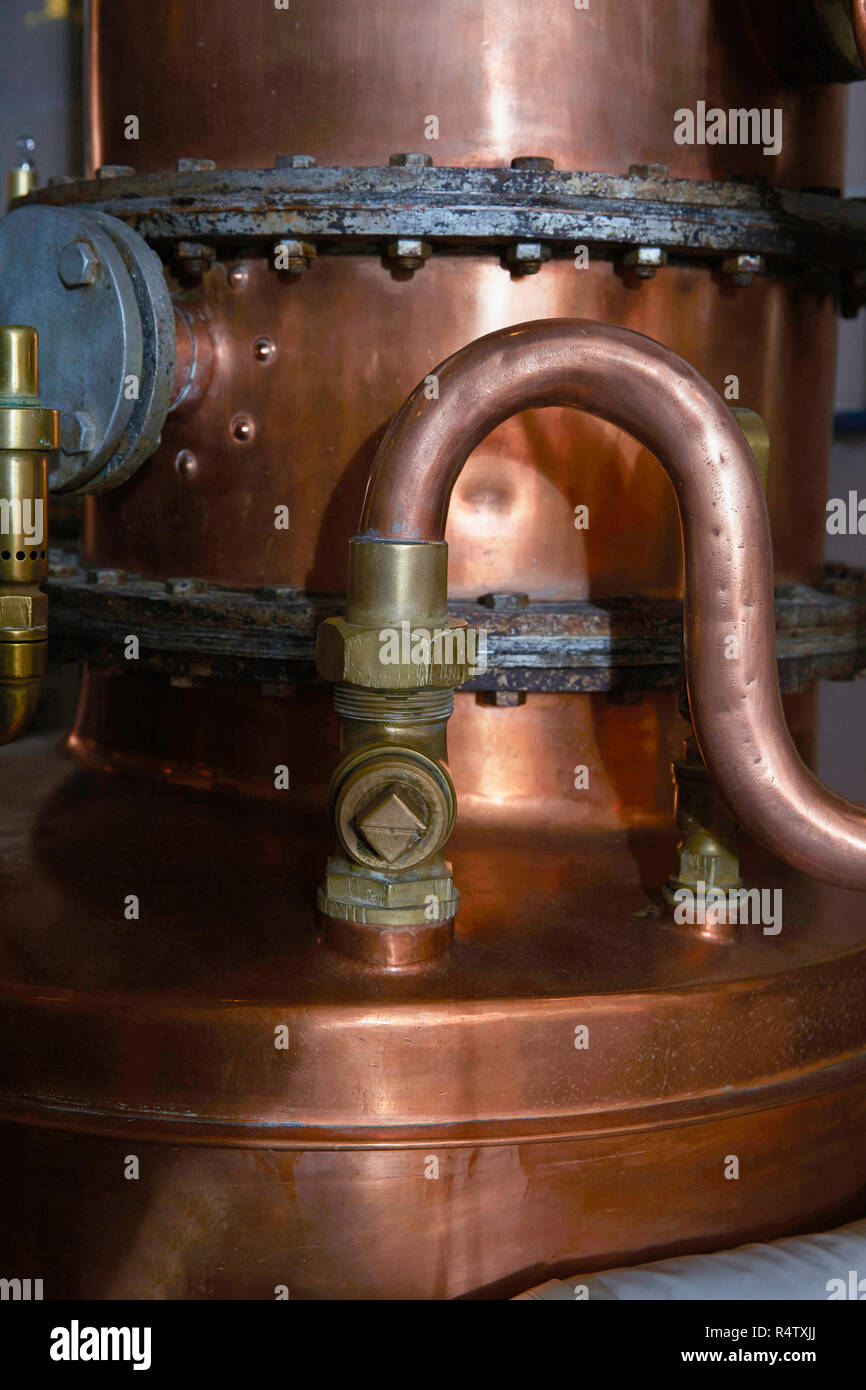 Copper still in distillery Stock Photo - Alamy