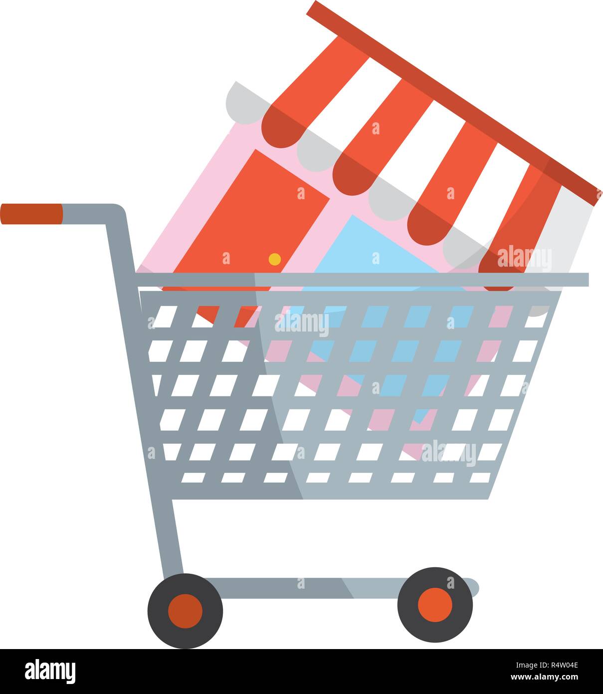 Shopping cart with store shop inside vector illustration graphic design ...