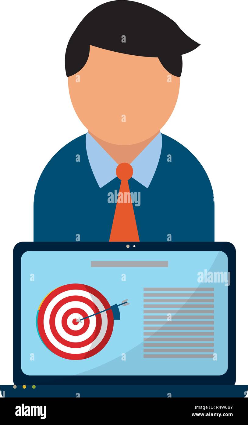 Businessman with business and office elements symbols vector ...