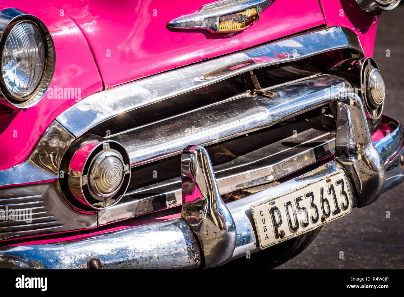 Havana, Cuba. Classic colorful american car on the street of Paseo del ...