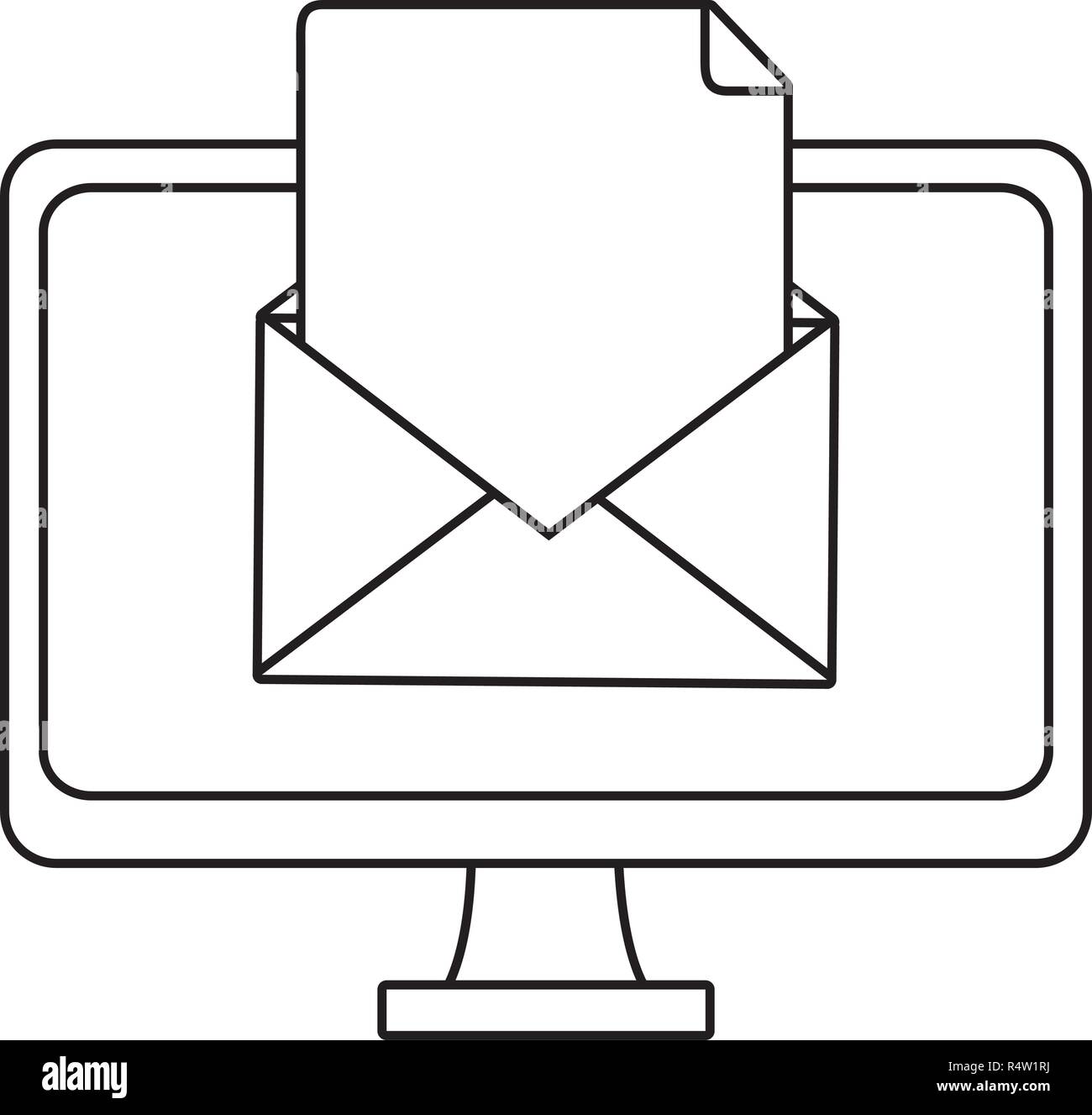 Computer screen with email open symbol vector illustration graphic ...