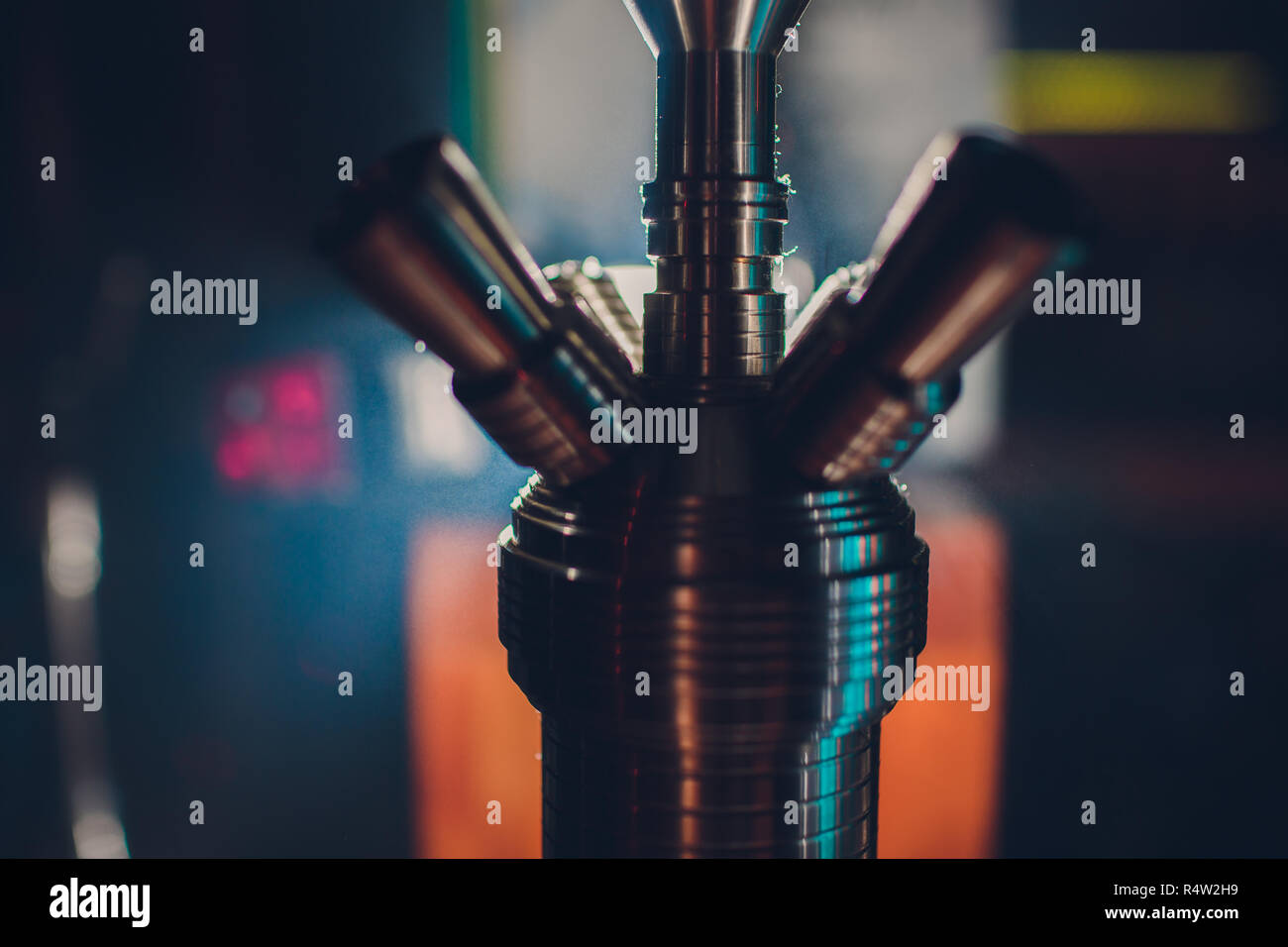 Hookah hot coals on shisha bowl with black background. Stylish oriental ...