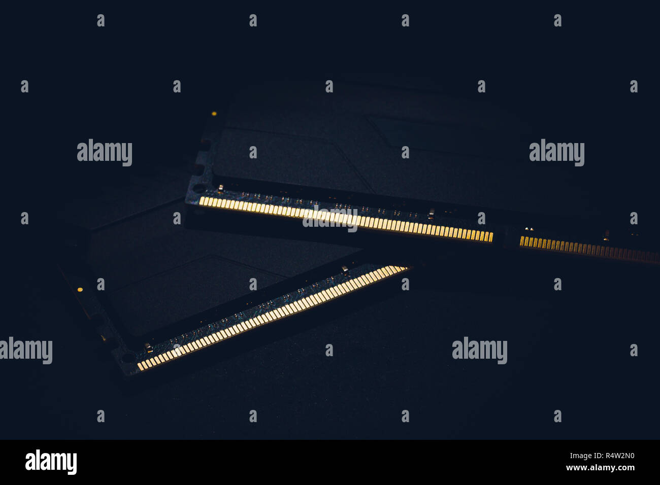 Photo of DDR RAM memory module on black background Macro Stock Photo ...