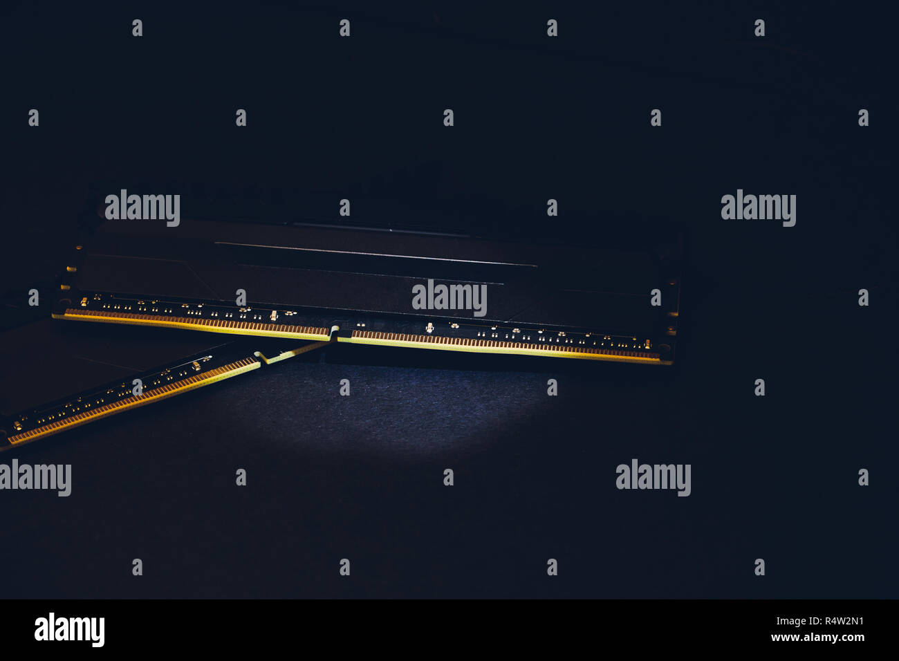 Photo of DDR RAM memory module on black background Macro Stock Photo ...