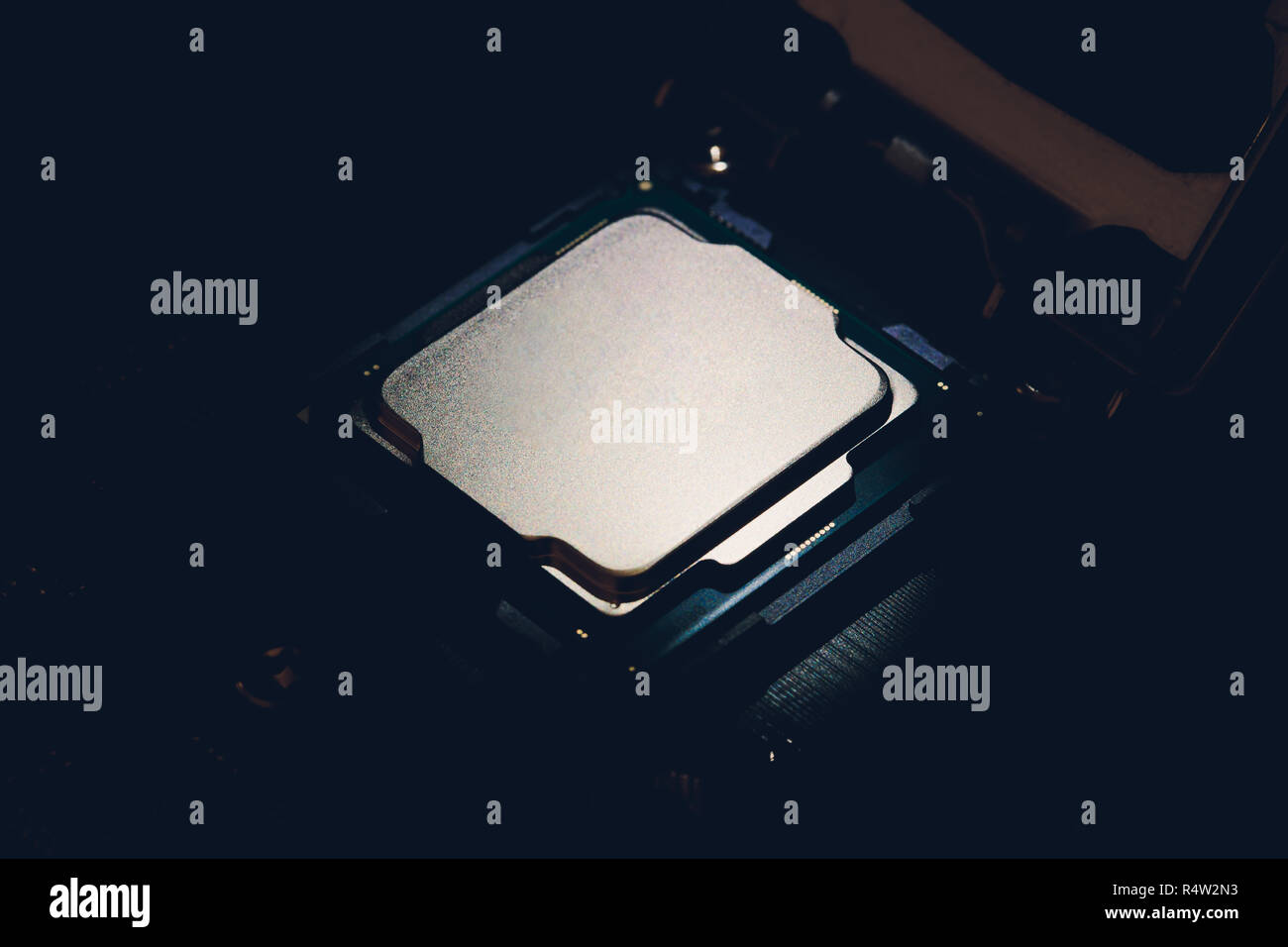 Electronic collection - CPU from the bottom side isolated on black ...