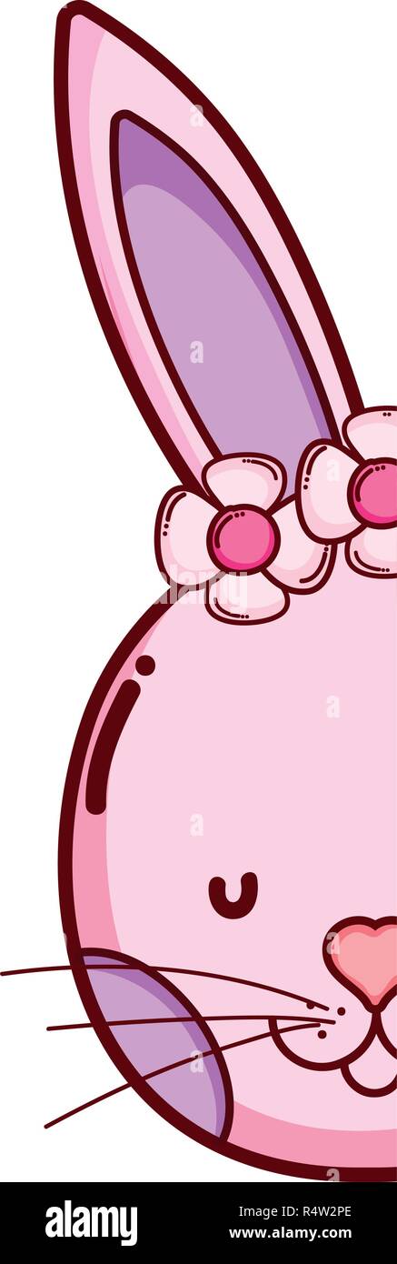 cute rabbit animal face cartoon vector illustration graphic design ...