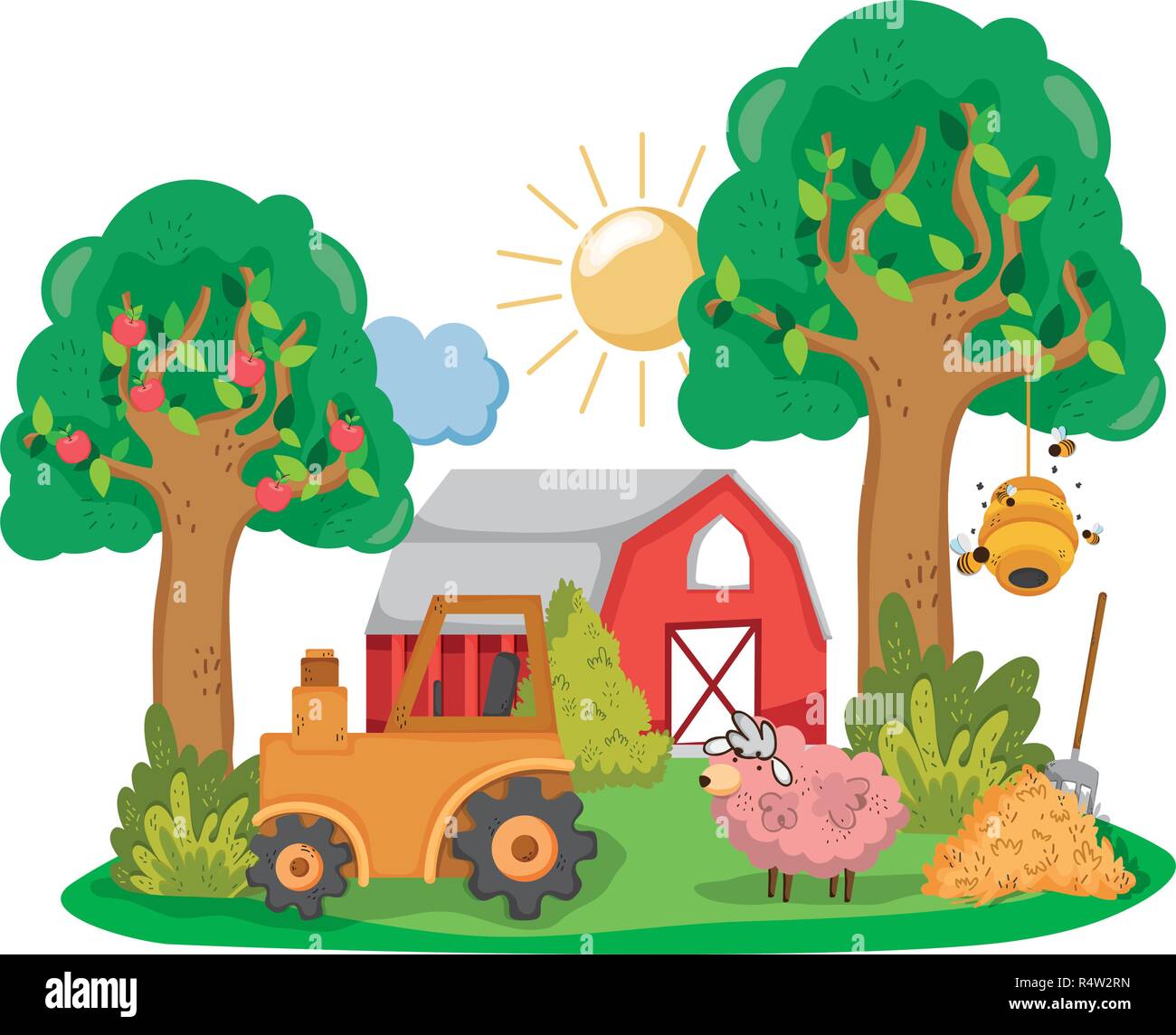 Farm animals country scene cartoon hi-res stock photography and images ...