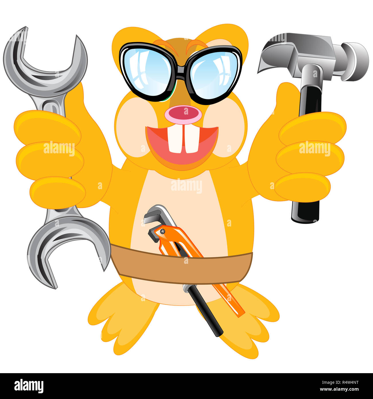 Animal beaver with tools Stock Photo - Alamy