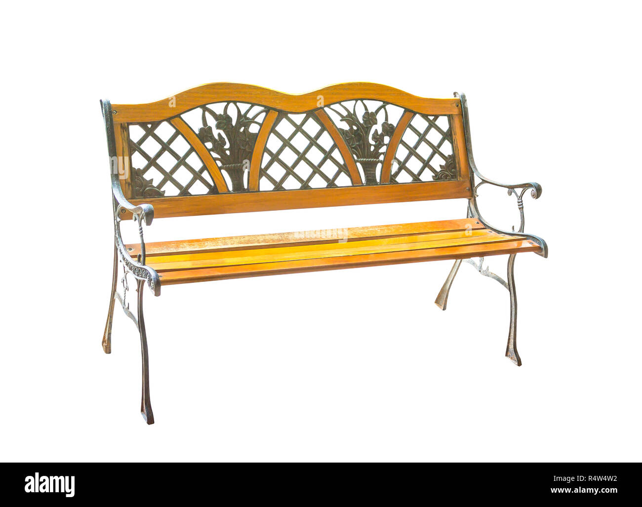 Brown wooden bench isolated Stock Photo - Alamy