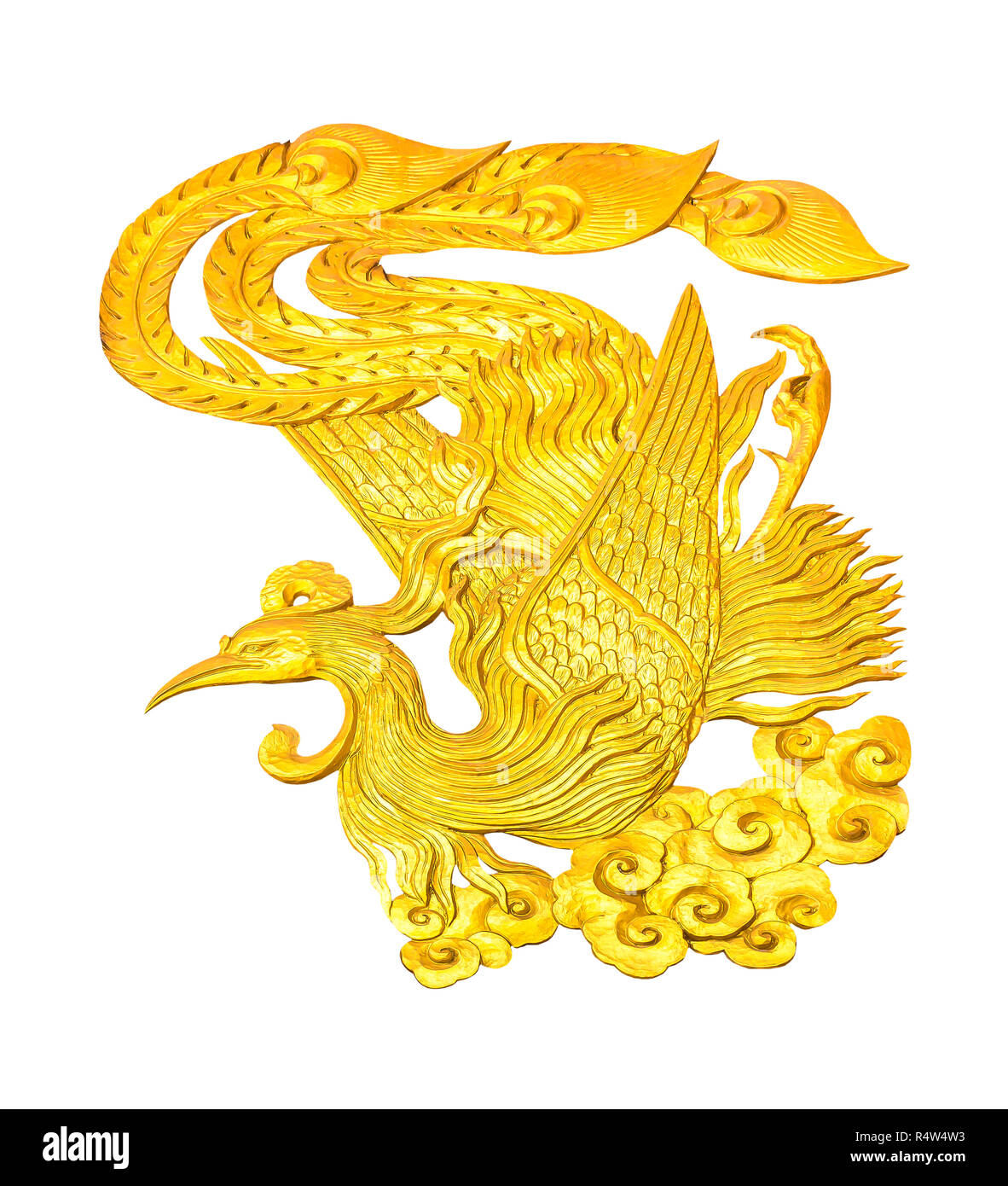 Golden wooden Chinese Swan isolated Stock Photo - Alamy