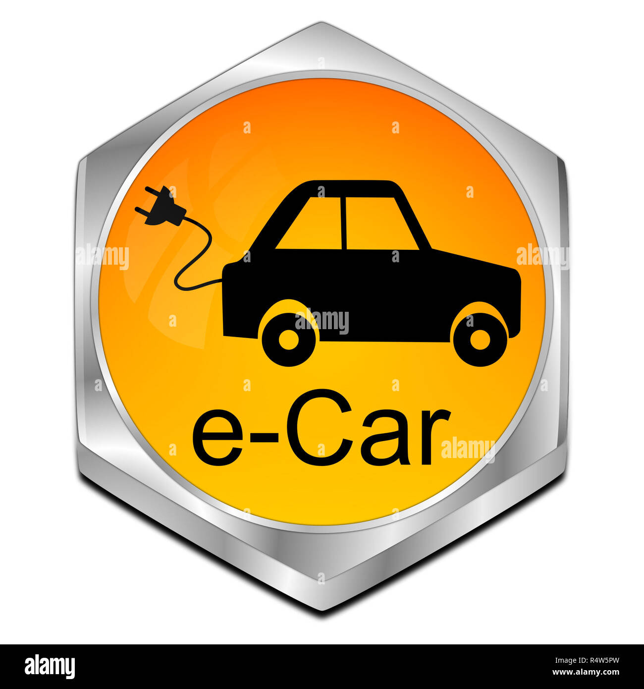 orange e-Car Button - 3D illustration Stock Photo - Alamy