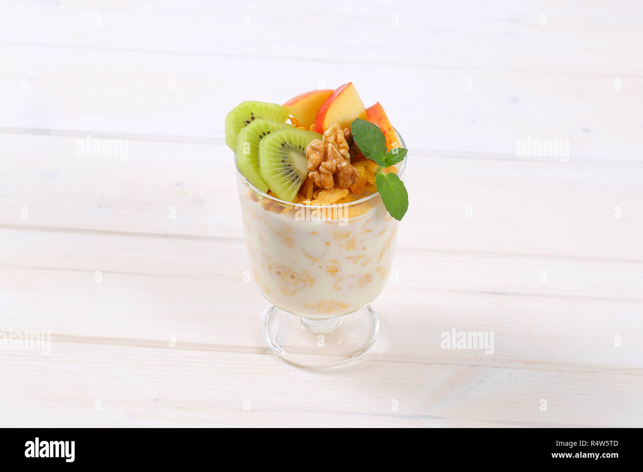 corn flakes with milk and fresh fruit Stock Photo - Alamy
