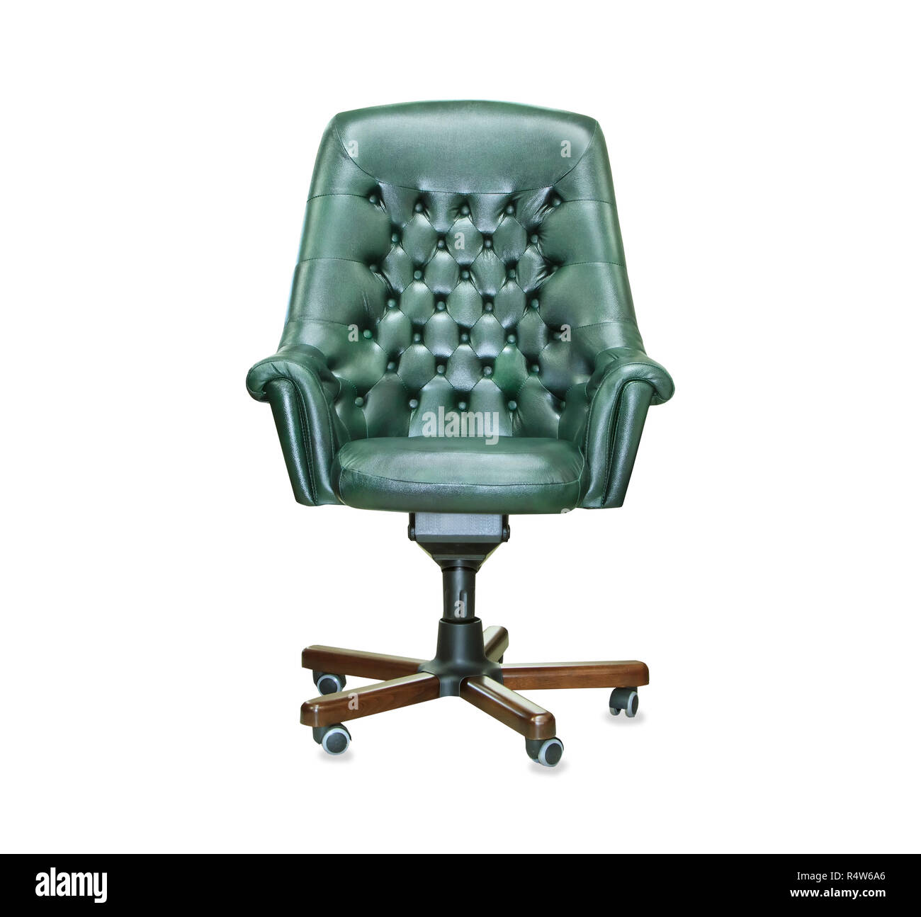 The president office chair from green leather. Isolated Stock Photo - Alamy