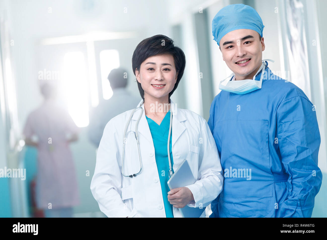 Medical workers in the hospital corridor Stock Photo - Alamy