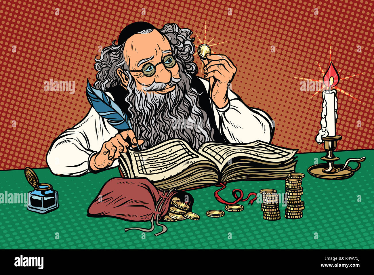 Old Jew with coins Stock Photo - Alamy