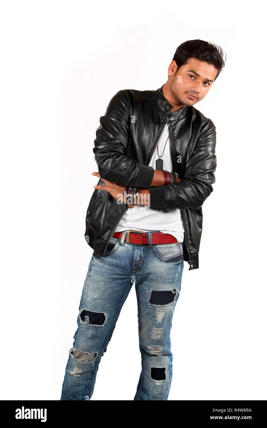 A handsome Indian teenage boy posing on a whit studio background Stock ...