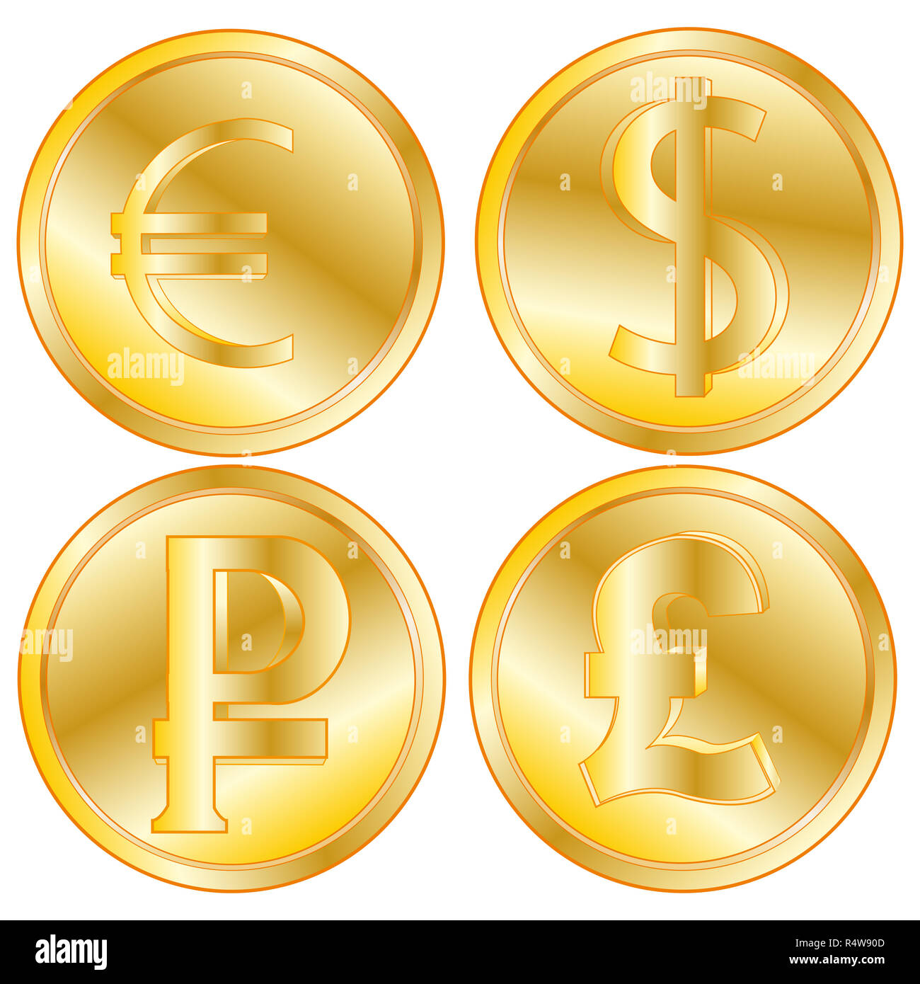 Golden coins of the different countries Stock Photo - Alamy