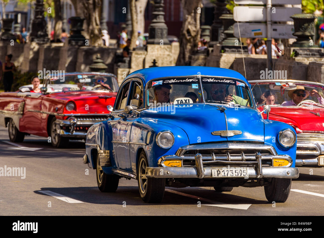 Havana, Cuba. Classic colorful american car on the street of Paseo del ...