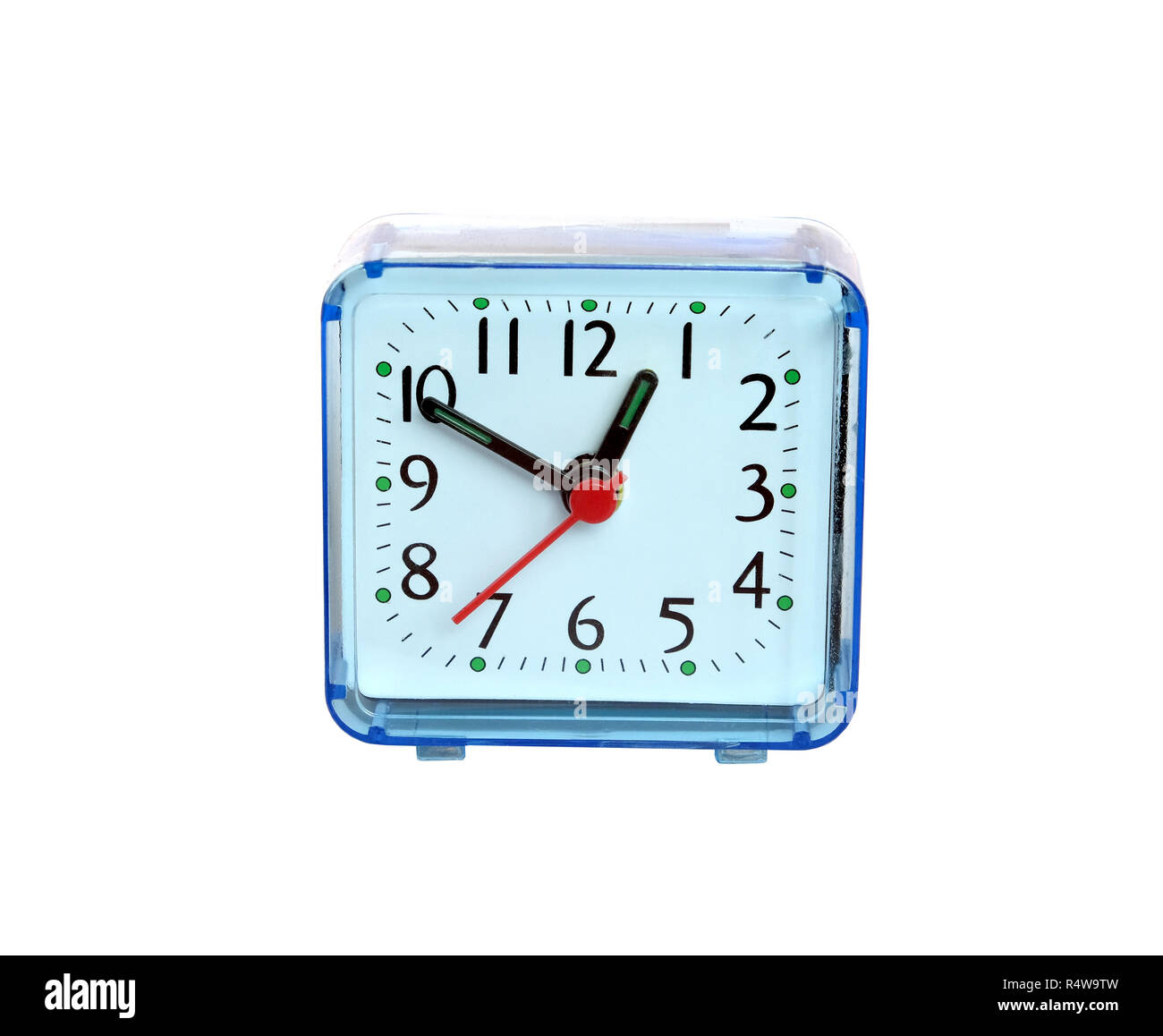 Table clock square shape showing one o'clock isolated on white ...