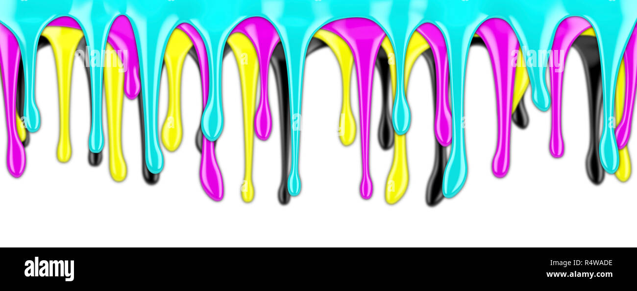 CMYK paint dripping Stock Photo - Alamy