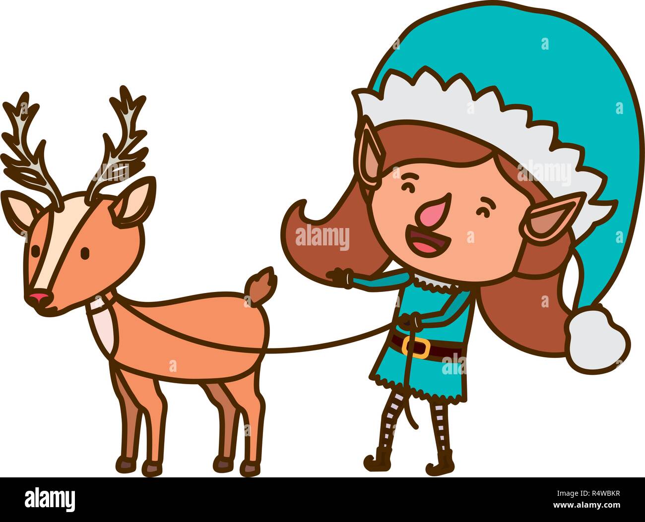 elf woman with reindeer avatar character Stock Vector Image & Art - Alamy