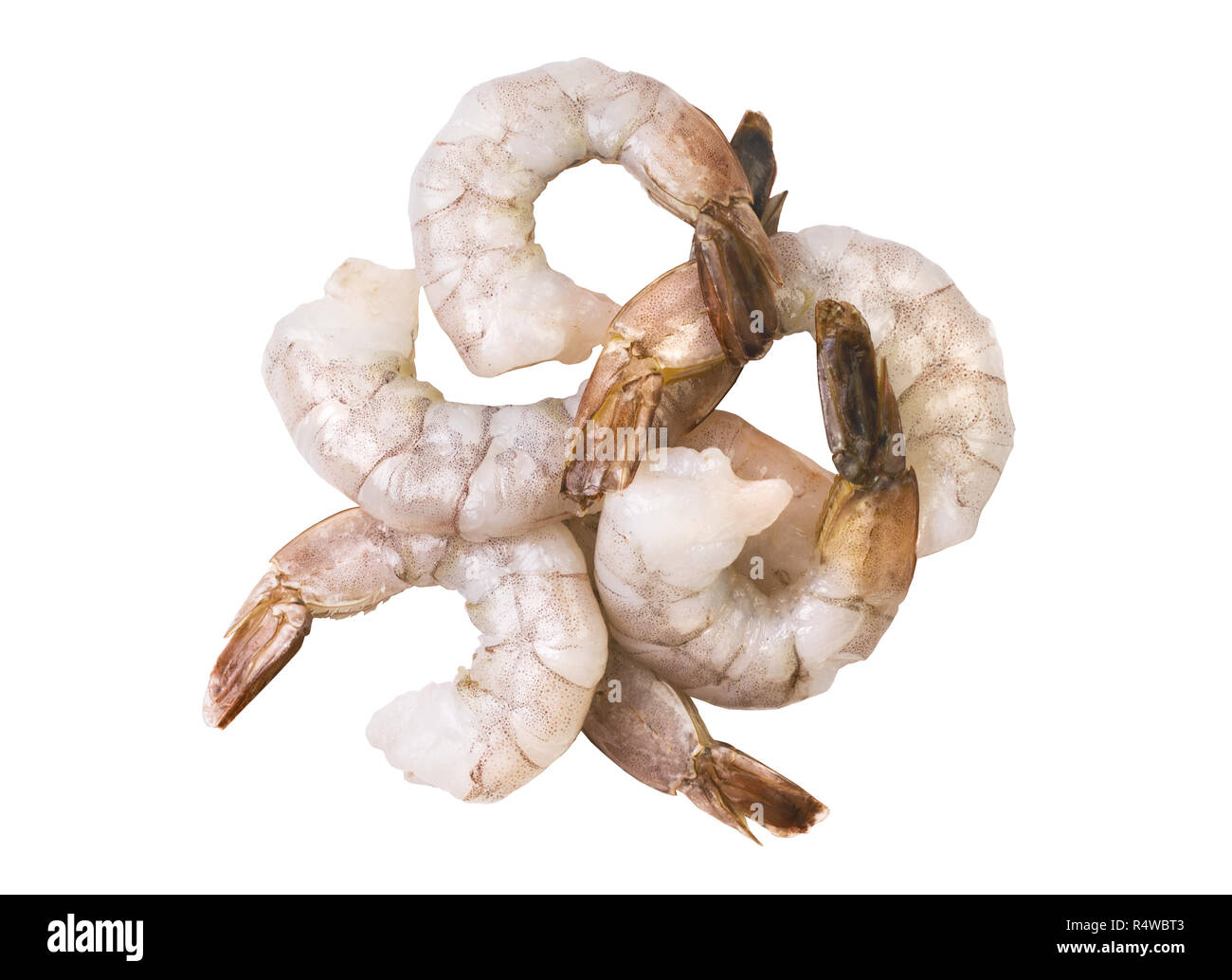 A bunch of raw fresh prawn isolated on white background, top view Stock ...