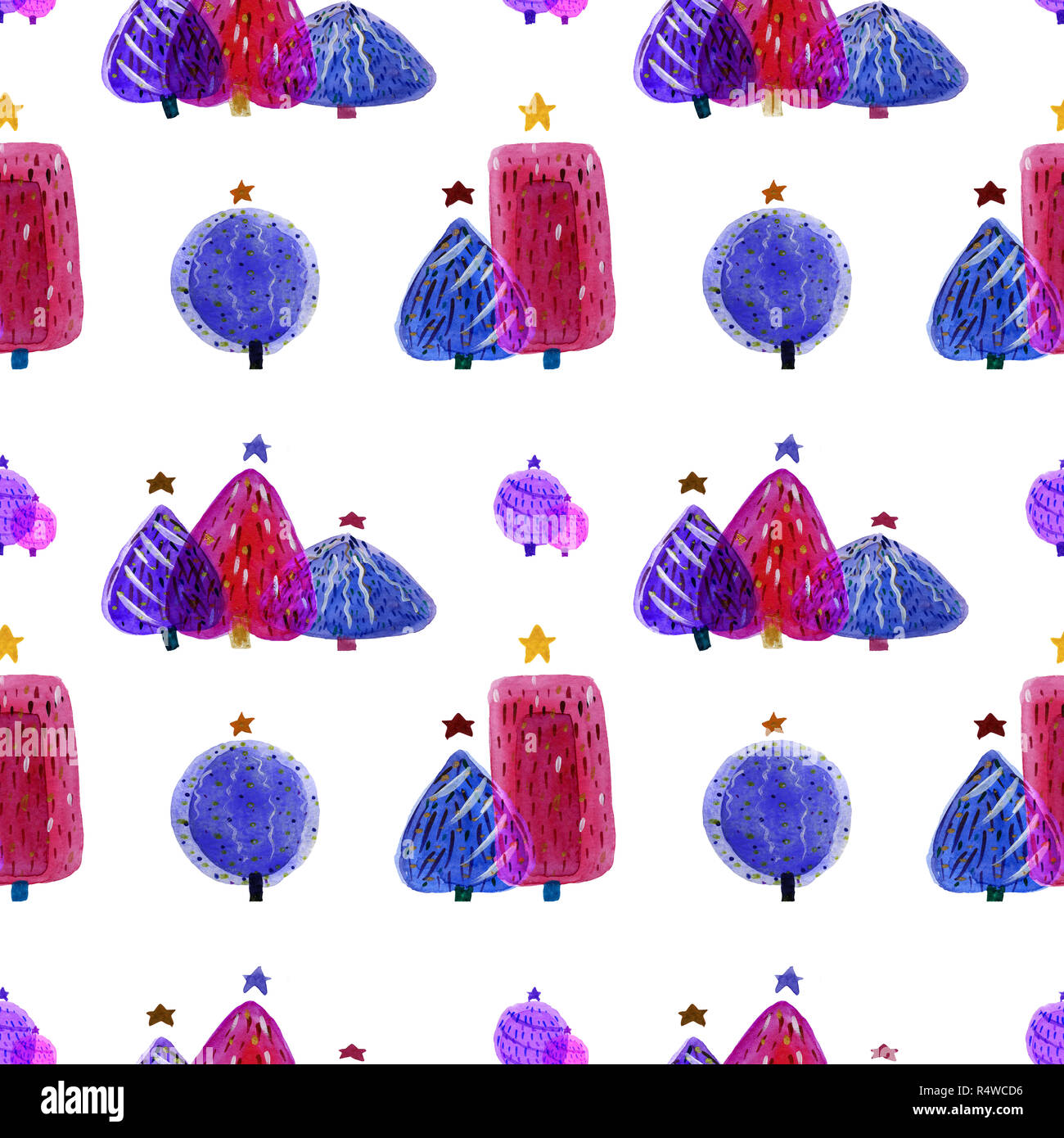 Christmas Tree bright violet seamless pattern, white background ...