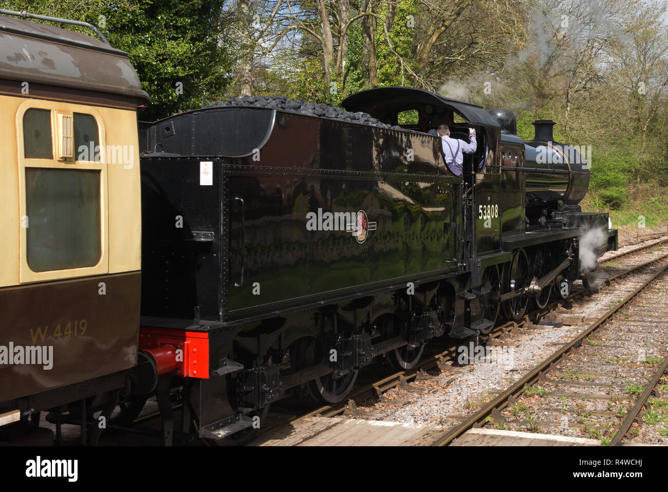 S&DJR 7F 2-8-0 steam engine 53808 pulling the Dunster Castle Express at ...