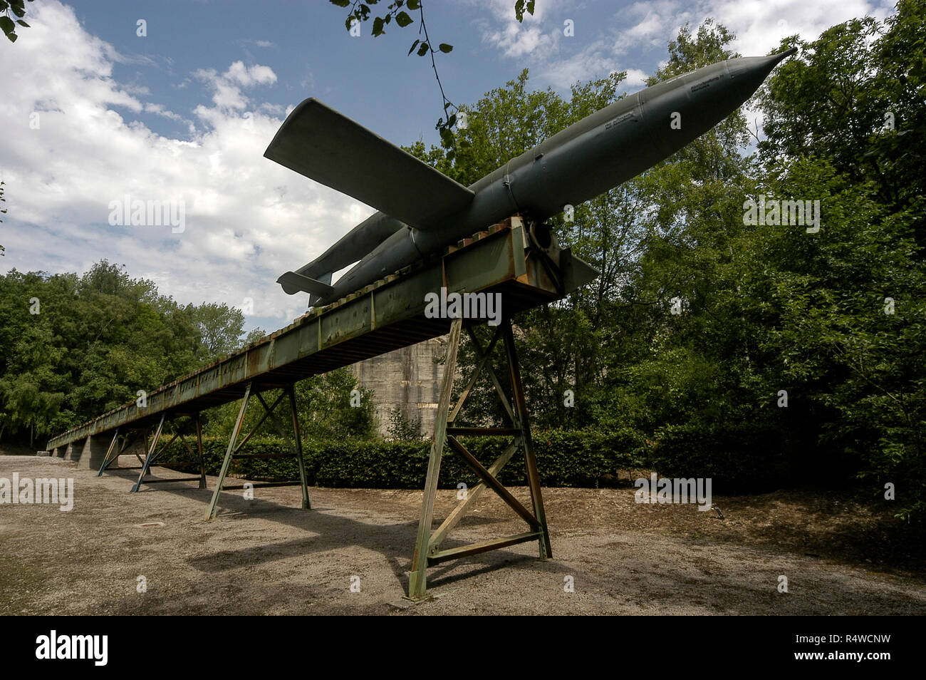 A Nazi V1 rocket on its launching pad aimed at London in England during ...